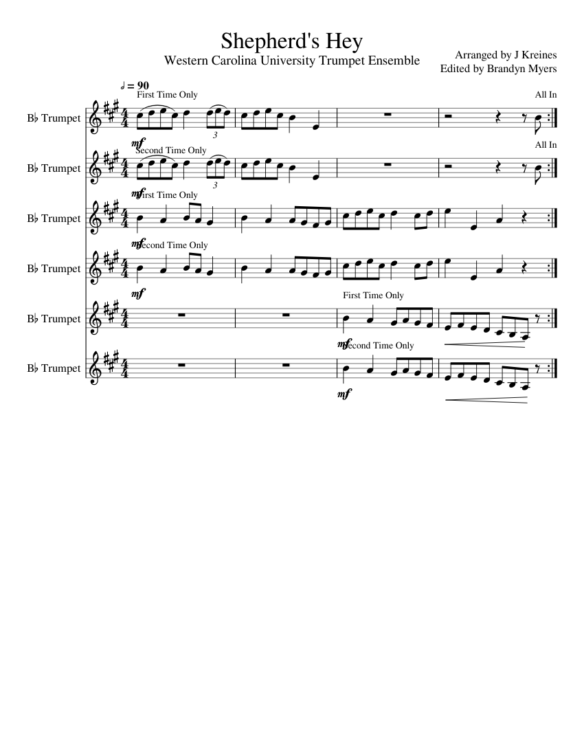 Trumpet Ensemble 1 Sheet music for Trumpet (In B Flat) (Brass Ensemble ...