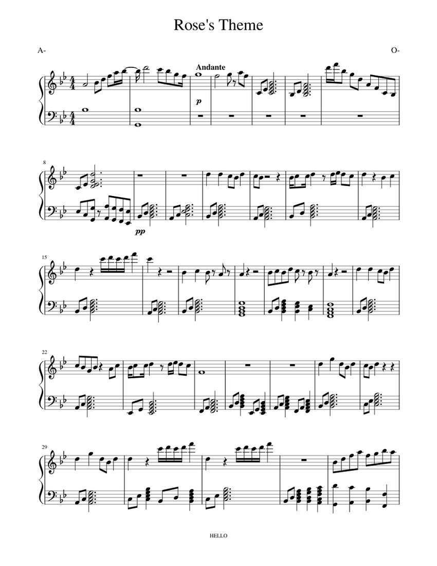 Rose's Theme Sheet music for Piano (Solo) | Musescore.com