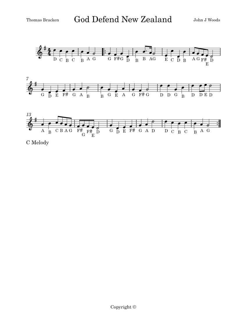 God Defend New Zealand – Misc tunes God Defend New Zealand - C Melody ...