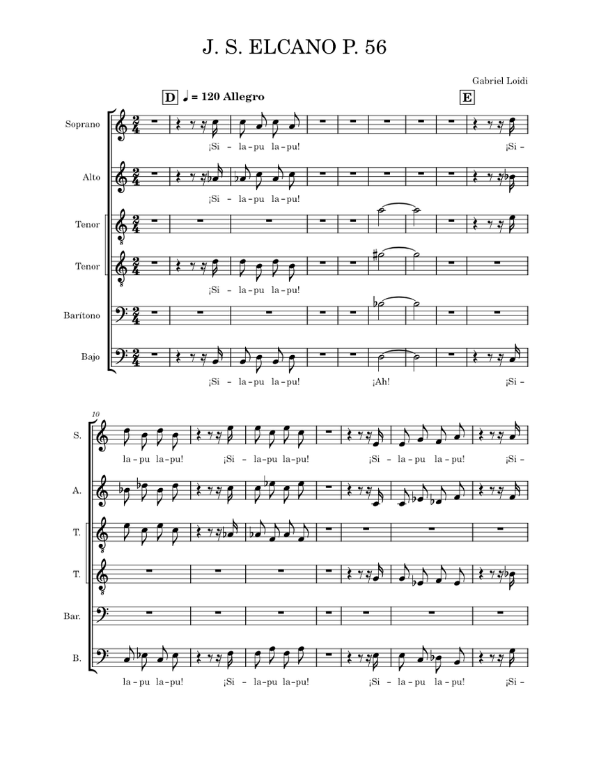 J. S. ELCANO P. 56 Sheet music for Soprano, Alto, Tenor, Bass voice ...