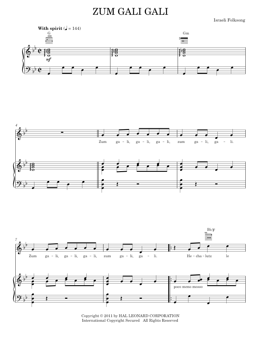 Play Official version of Zum Gali Gali Sheet Music by Traditional ...