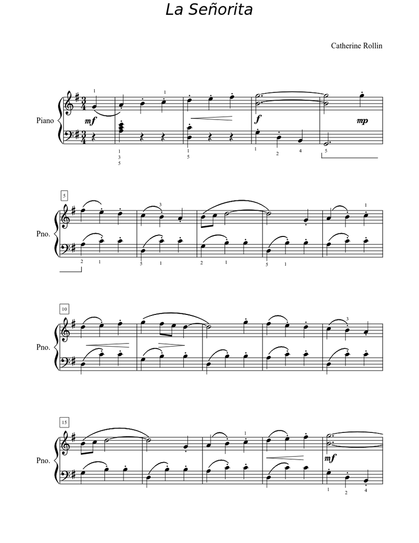 La Señorita - Catherine Rollin Sheet music for Piano (Solo) | Musescore.com