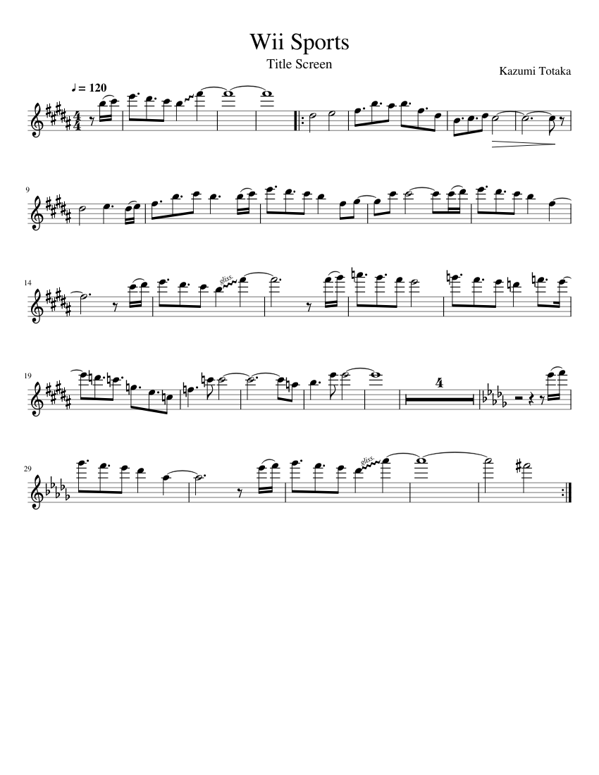 Wii Sports - Title Screen Sheet music for Flute (Solo) | Musescore.com