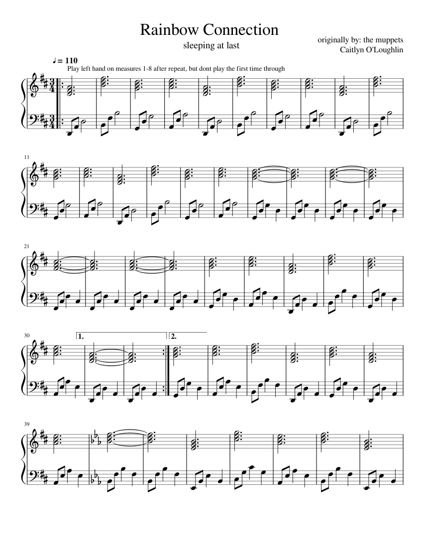 Rainbow Connection Sheet music for Piano (Solo) Easy | Musescore.com