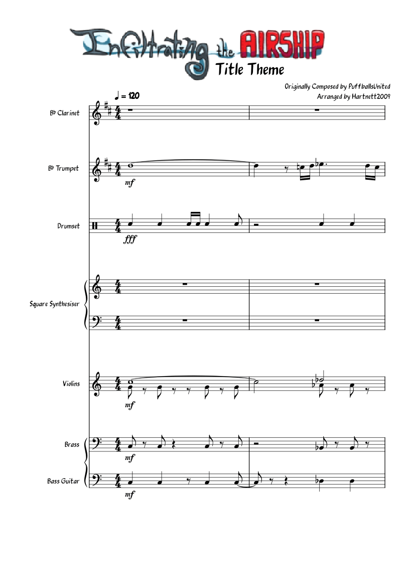 Infiltrating the Airship Title Theme Sheet Music for Clarinet in b-flat ...