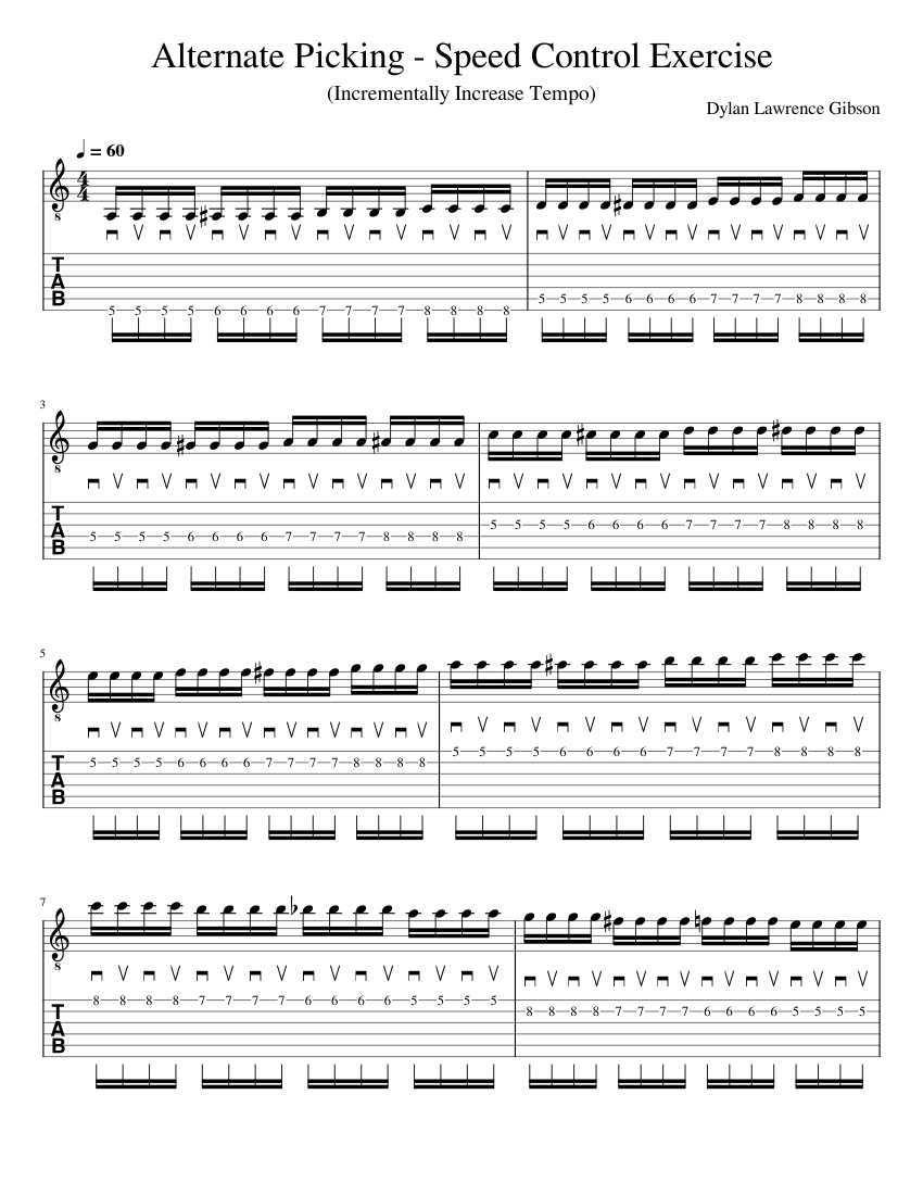 Alternate Picking - Speed Control Exercise Sheet music for Guitar (Solo ...