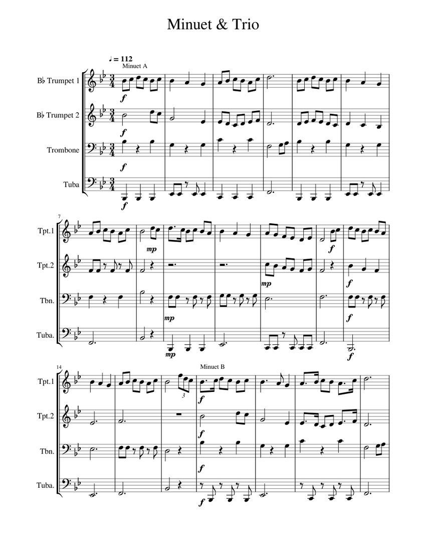 Minuet and Trio Sheet music for Trombone, Tuba, Trumpet in b-flat ...