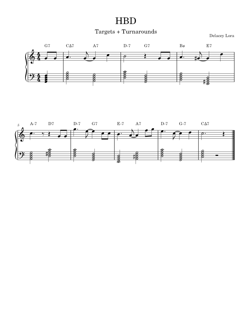 HBD – Misc tunes Targets and turnarounds Sheet music for Piano (Pep ...