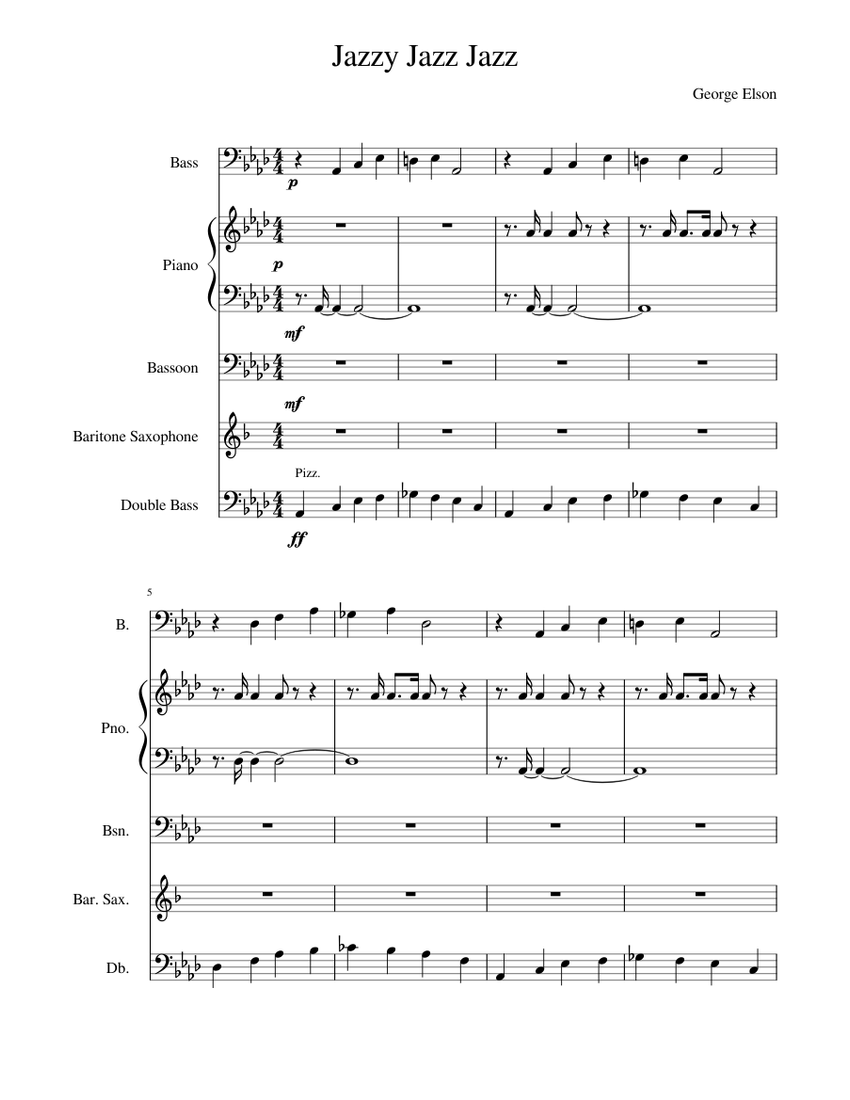 Jazzy Jazz Jazz Sheet music for Piano, Bass voice, Clarinet in b-flat ...