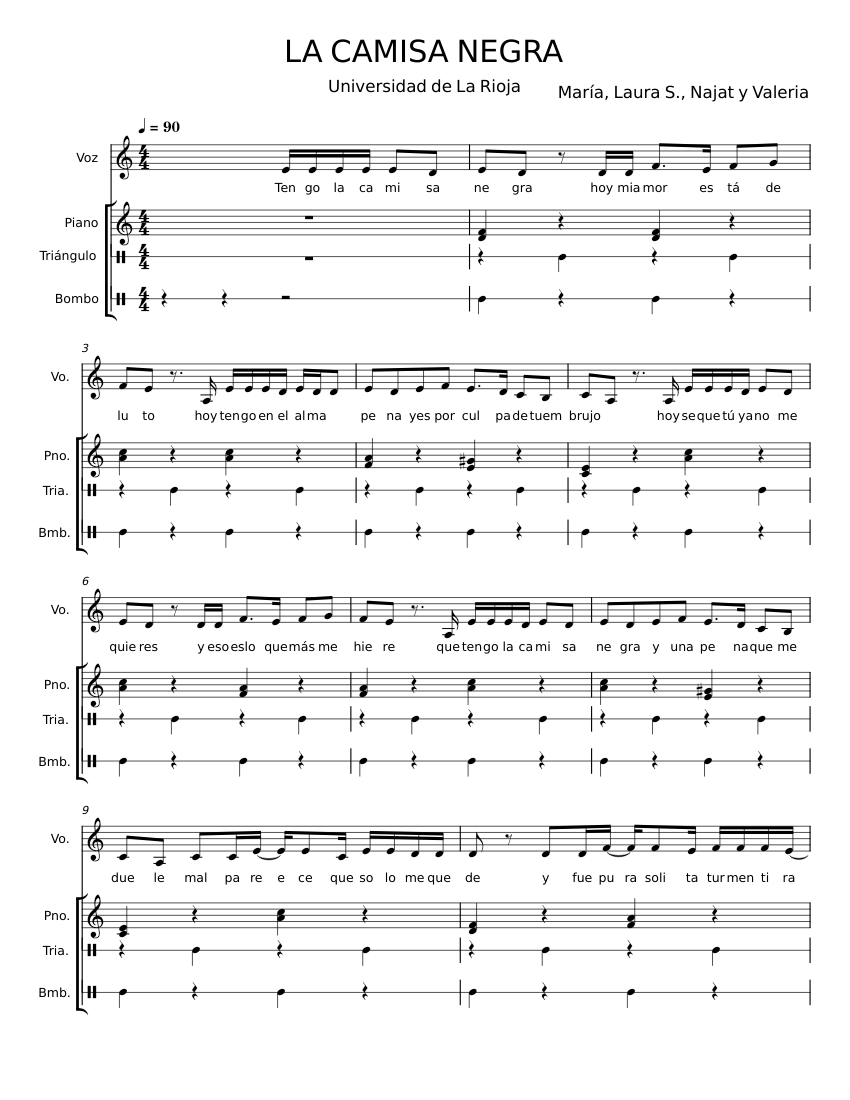 LA CAMISA NEGRA - María Sheet music for Piano, Strings group ...