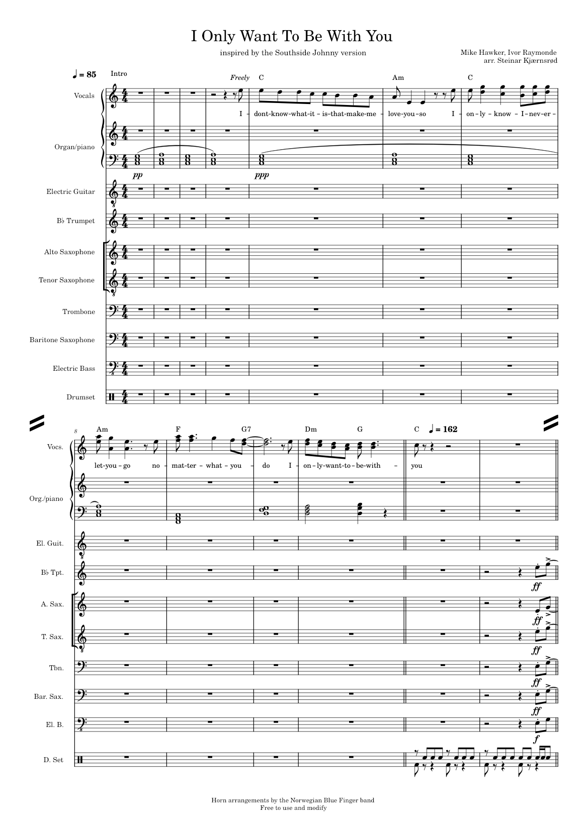 I Only Want to Be with You – Mike Hawkers, Ivor Raymonde Sheet Music ...