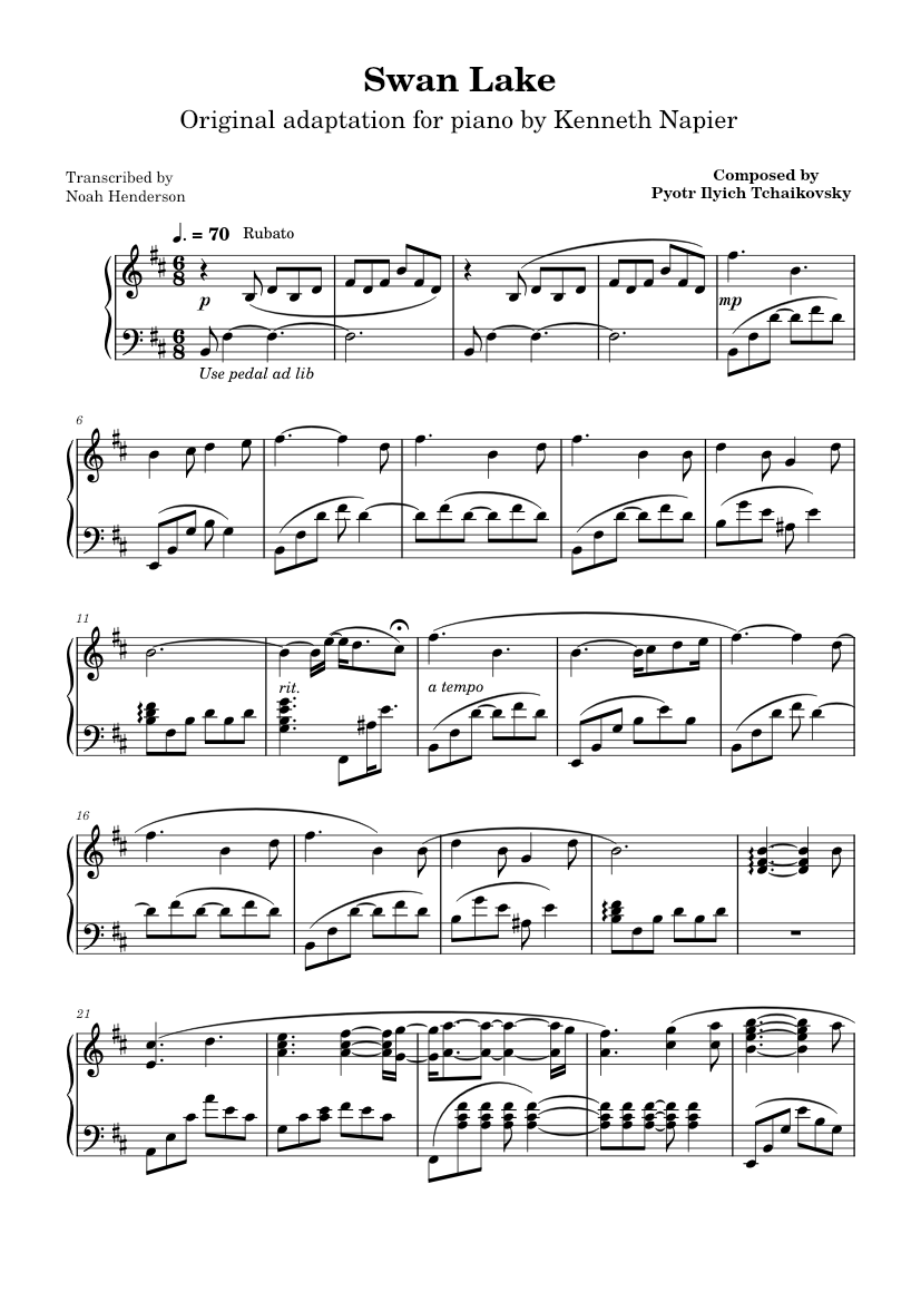 Swan Lake - Kassia / Kenneth Napier Sheet Music for Piano (Solo ...