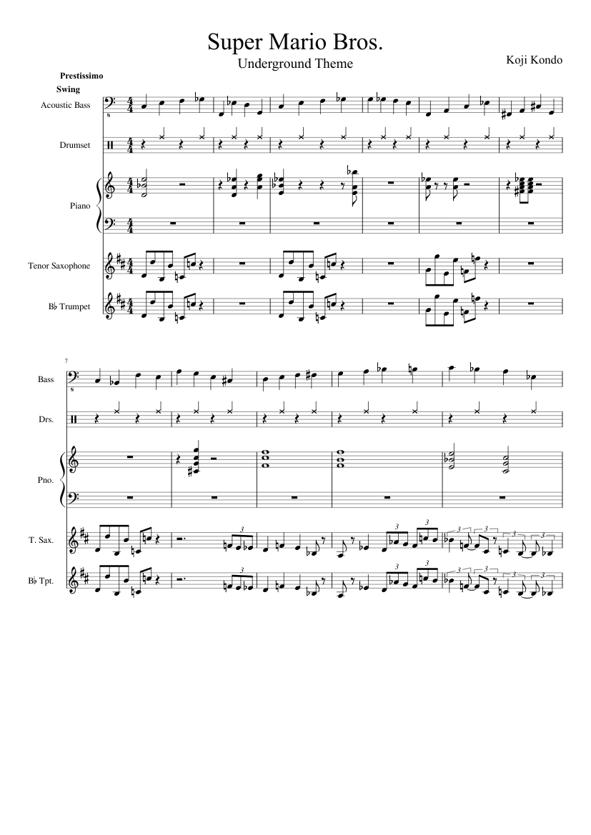 Mario Underground Theme- Jazz Blues Sheet music for Piano, Saxophone ...