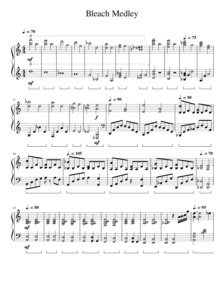 Bleach Medley Sheet music for Piano (Solo) | Musescore.com