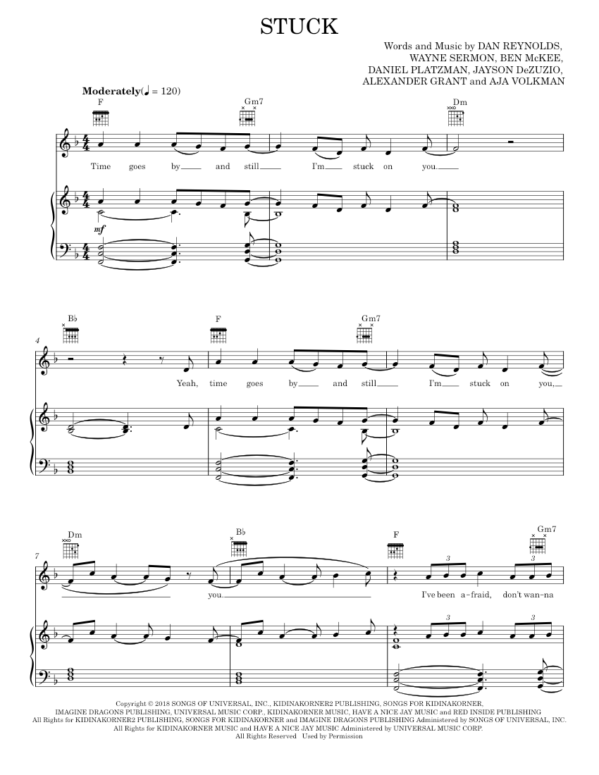 stuck Sheet music for Piano, Vocals by Imagine Dragons Official ...