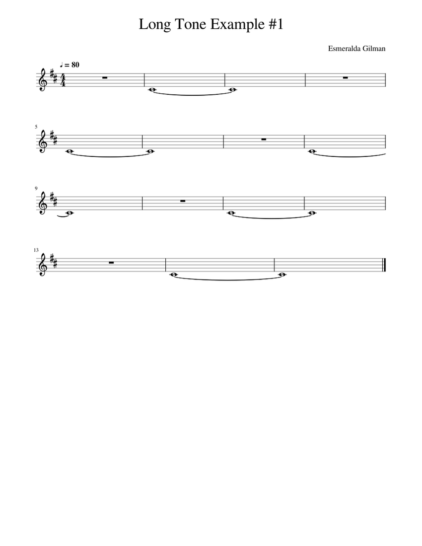Bb Trumpet Long tone ex 1 Sheet music for Trumpet in b-flat (Solo ...