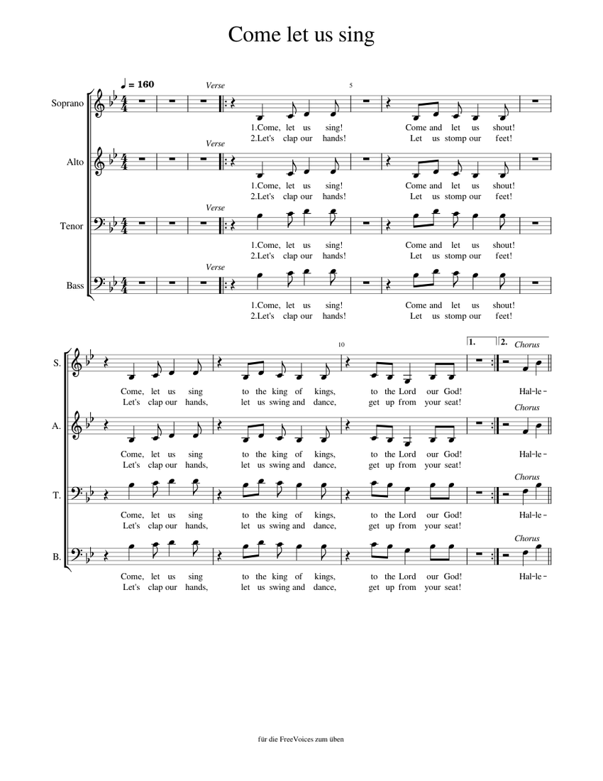 Come_let_us_sing - MP3 Sheet music for Soprano, Alto, Tenor, Bass voice ...