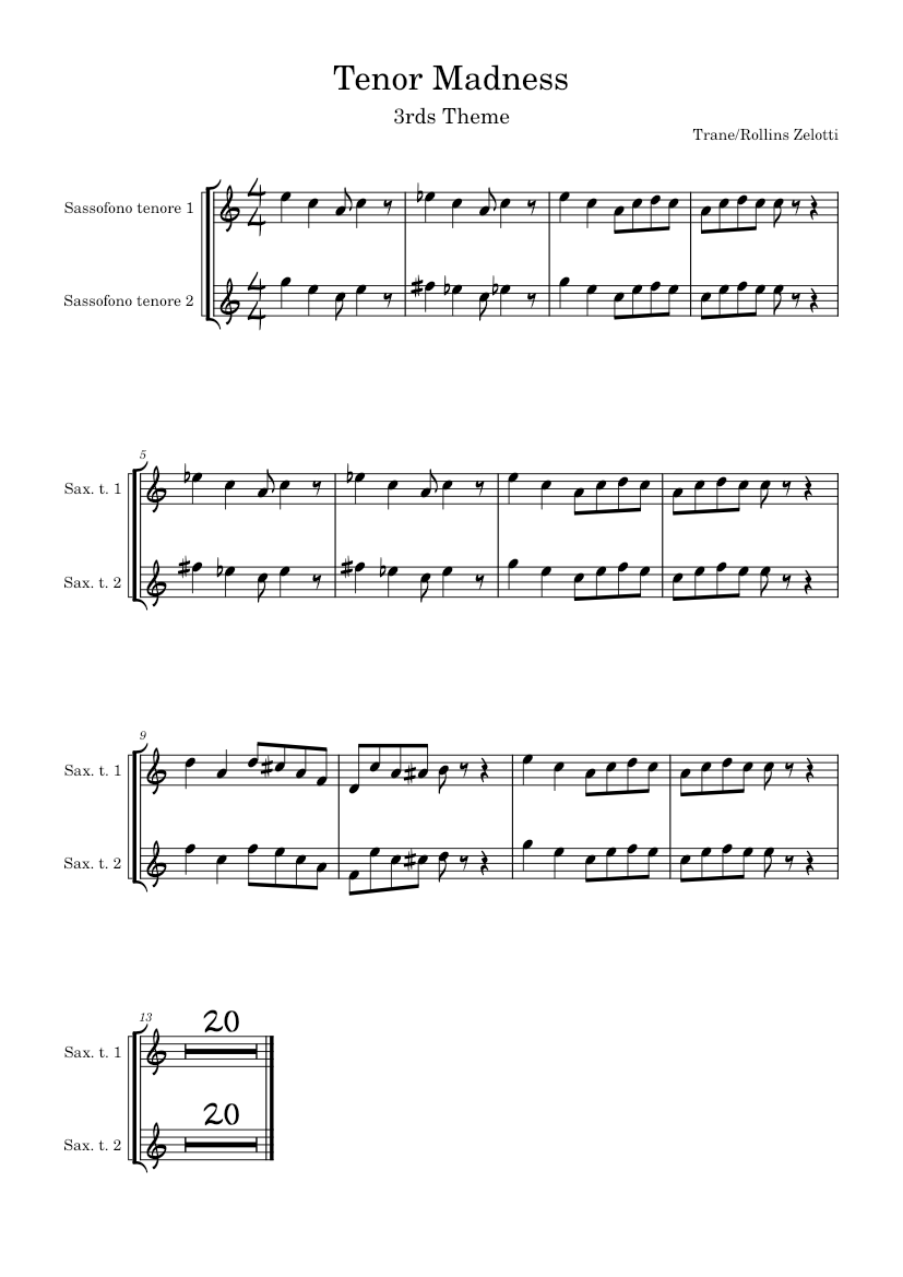 Tenor madness – Sonny Rollins Tenor Madness Sheet Music for Saxophone ...