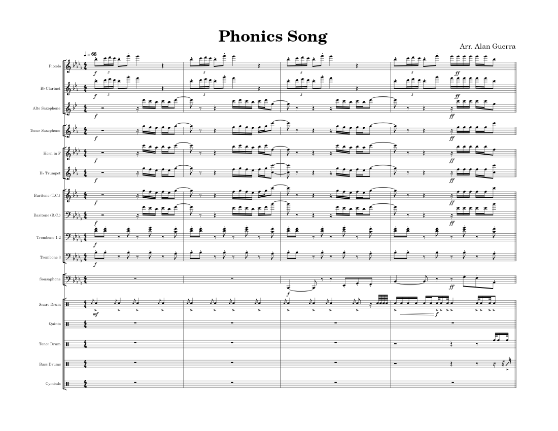 Phonics Song (JSU) Sheet music for Trombone, Euphonium, Flute piccolo ...