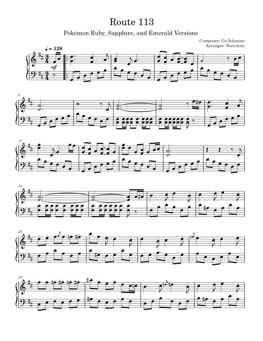 Route 113 - Pokemon RSE – Go Ichinose Pokemon RSE - Route 113 Sheet ...