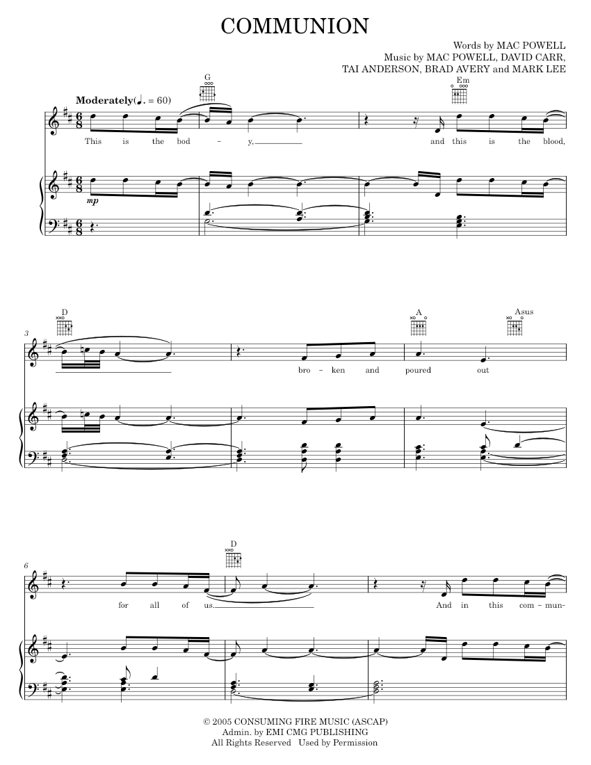 Play Official version of Communion sheet music by Third Day for Piano ...