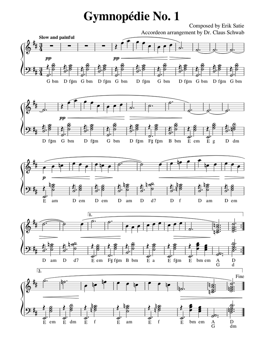 Gymnopedie No. 1 - piano tutorial