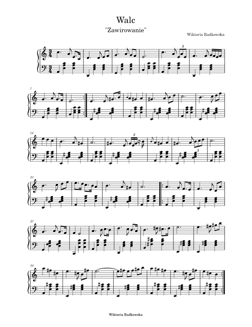 Walc Sheet music for Piano (Solo) | Musescore.com