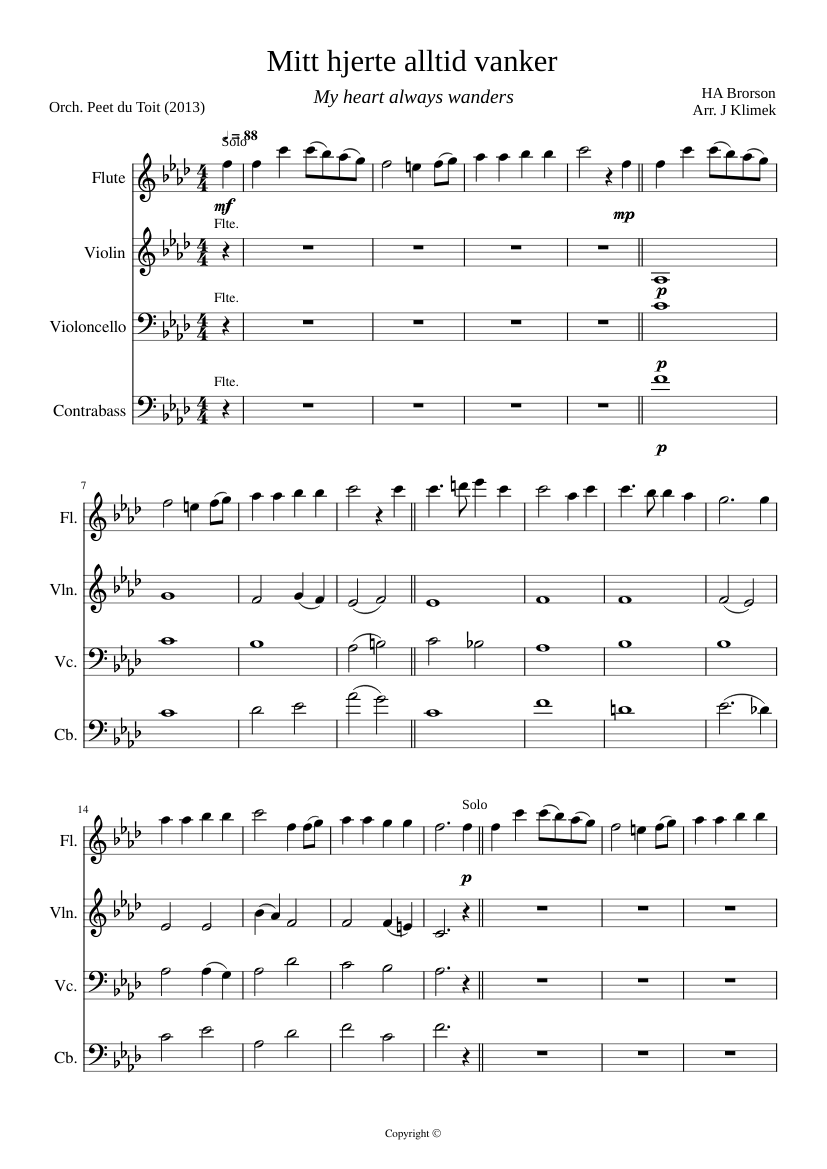 Mitt hjerte alltid vanker / My Heart always wanders - HA Brorson, arr. J Klimek (Mixed Quartet ...