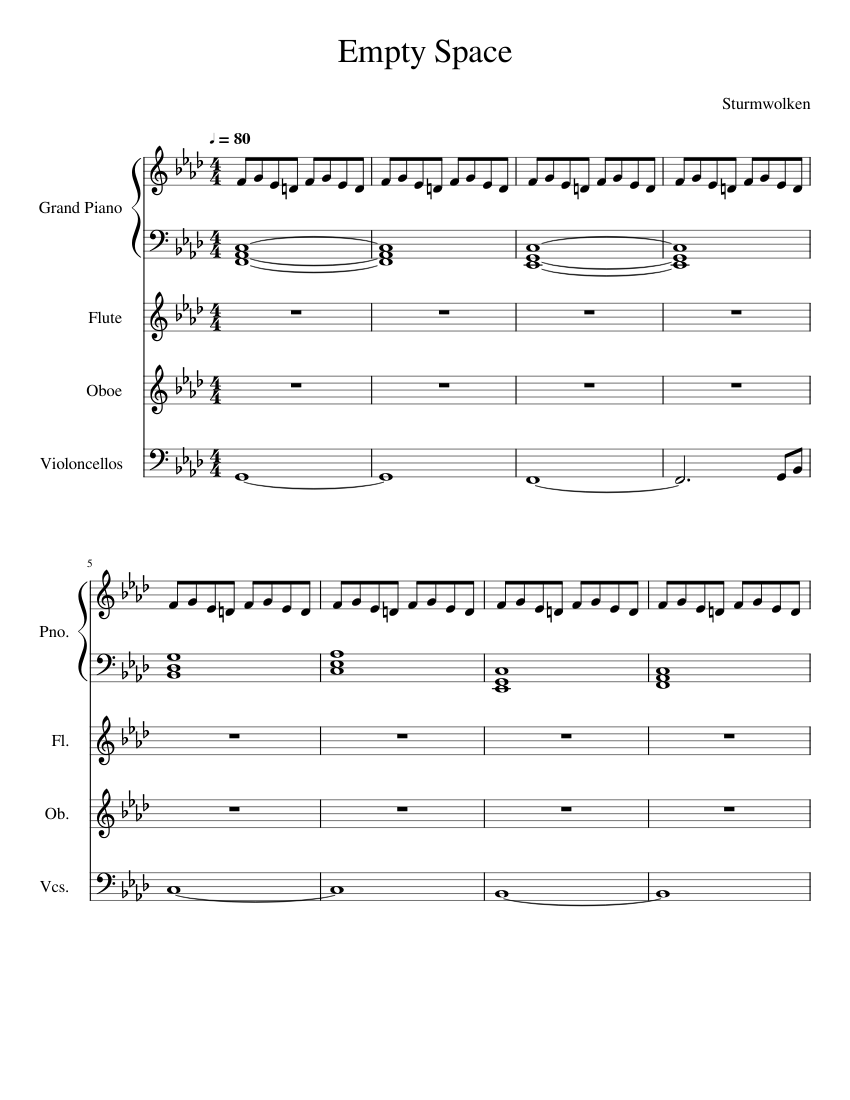 Empty Space Sheet music for Flute, Strings Group, Oboe, Piano (Mixed ...