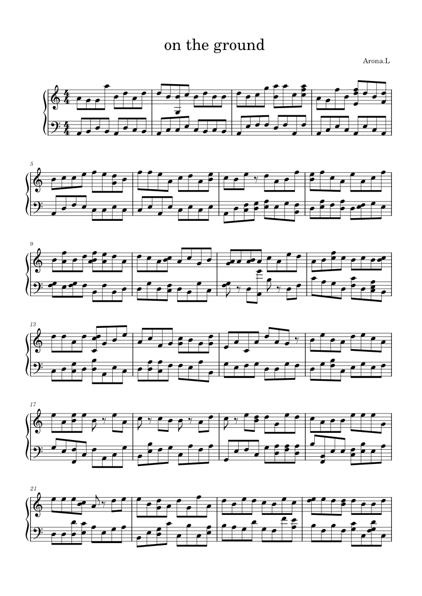 on the ground Sheet music for Piano (Solo) | Musescore.com