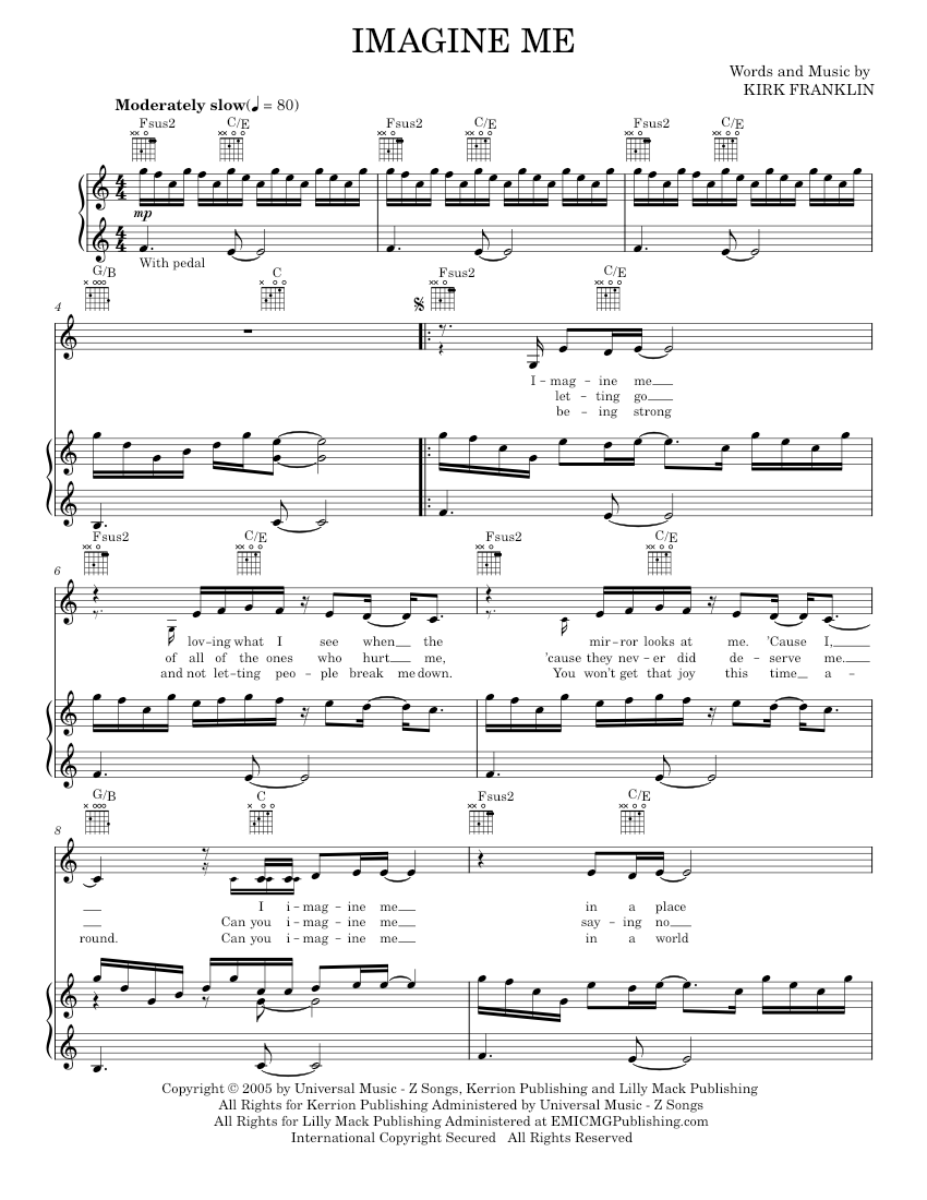 imagine me Sheet music for Piano, Vocals: Music Notes