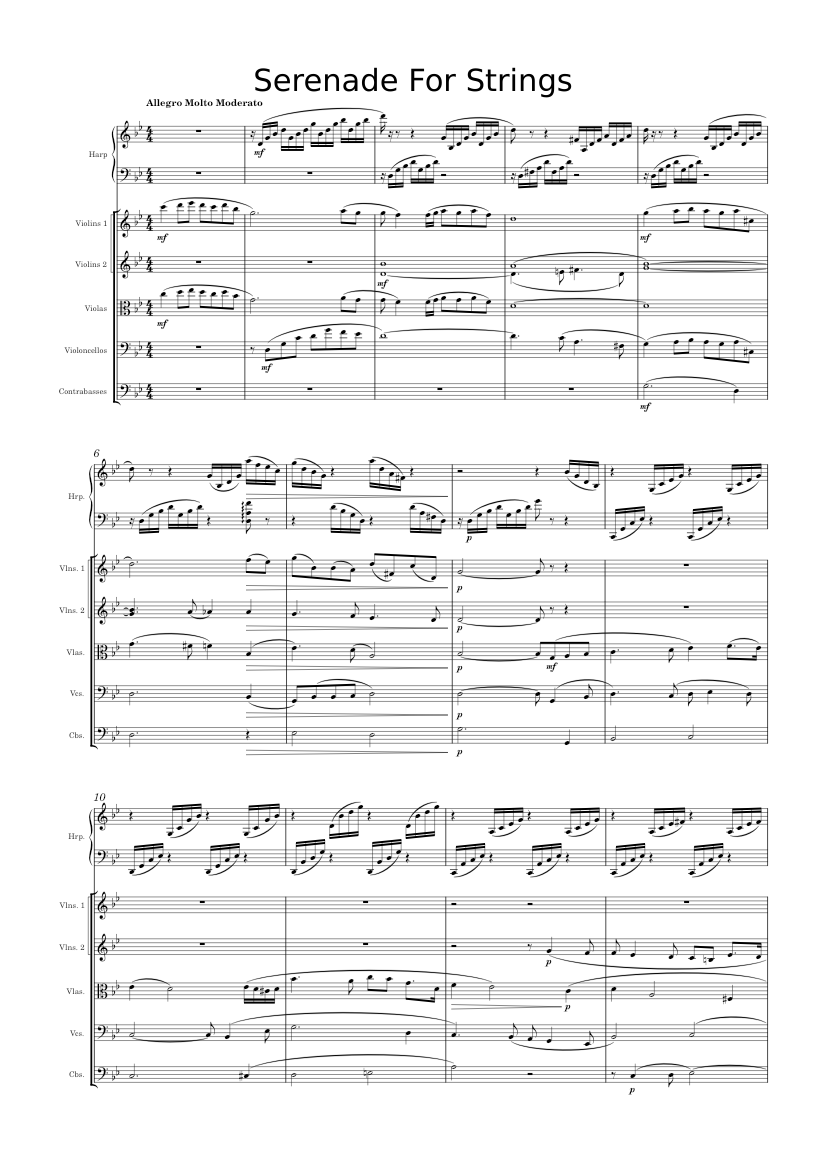 Serenade for Strings Sheet music for Harp, Strings group (Mixed Ensemble) | Musescore.com