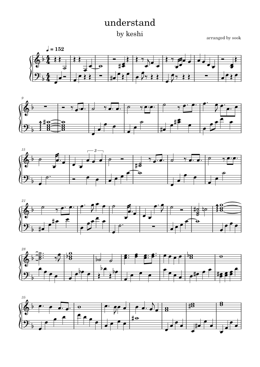 UNDERSTAND – keshi Sheet Music for Piano (Solo) easy | MuseScore.com