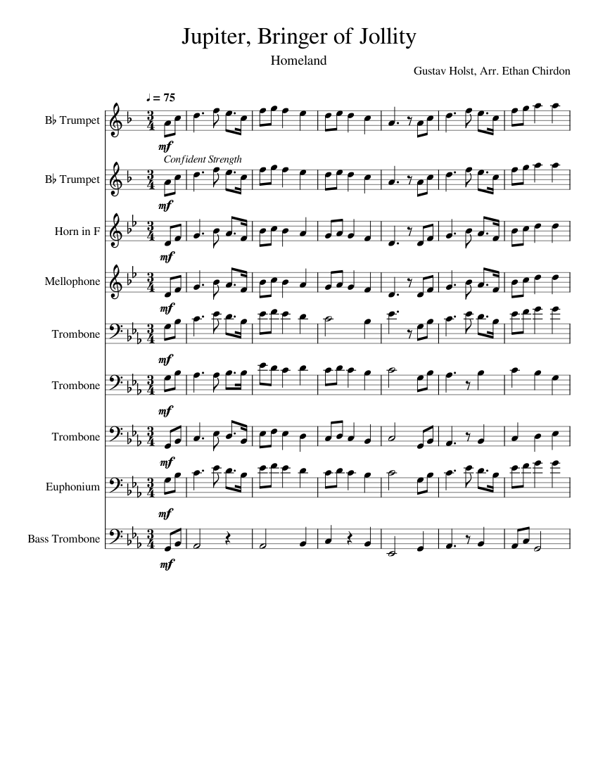 Jupiter, Bringer of Jollity (Homeland) Sheet music for Trombone ...