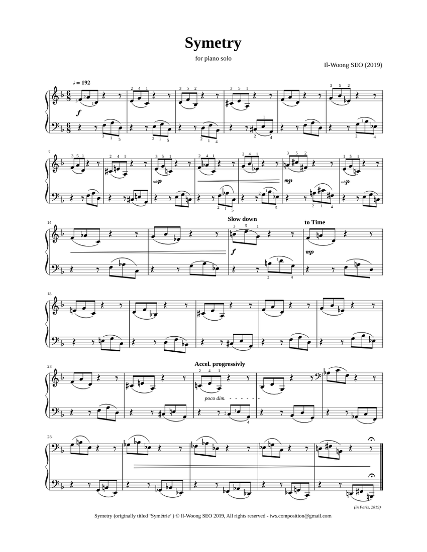 Symetry Sheet music for Piano (Solo) | Musescore.com