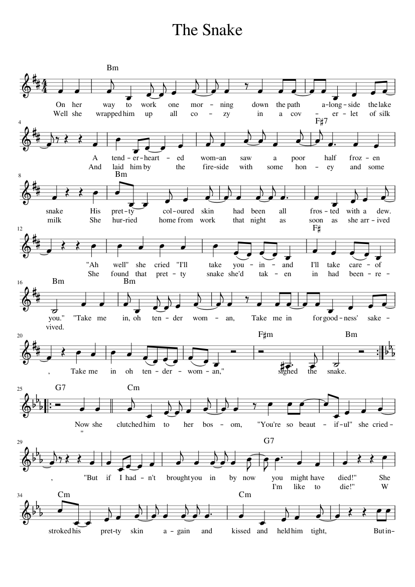 The Snake Sheet music for Vocals (Solo) | Musescore.com