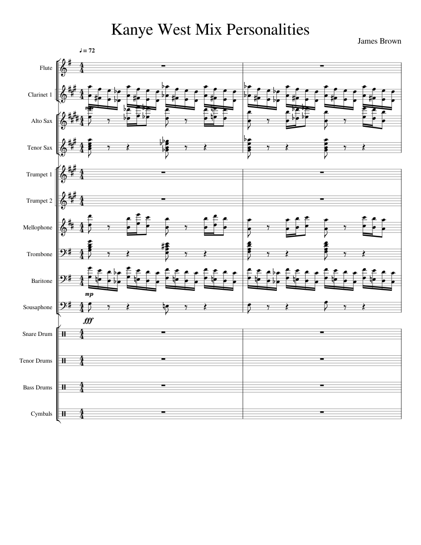 Kanye West Mix Personalities Sheet music for Trombone, Mellophone ...