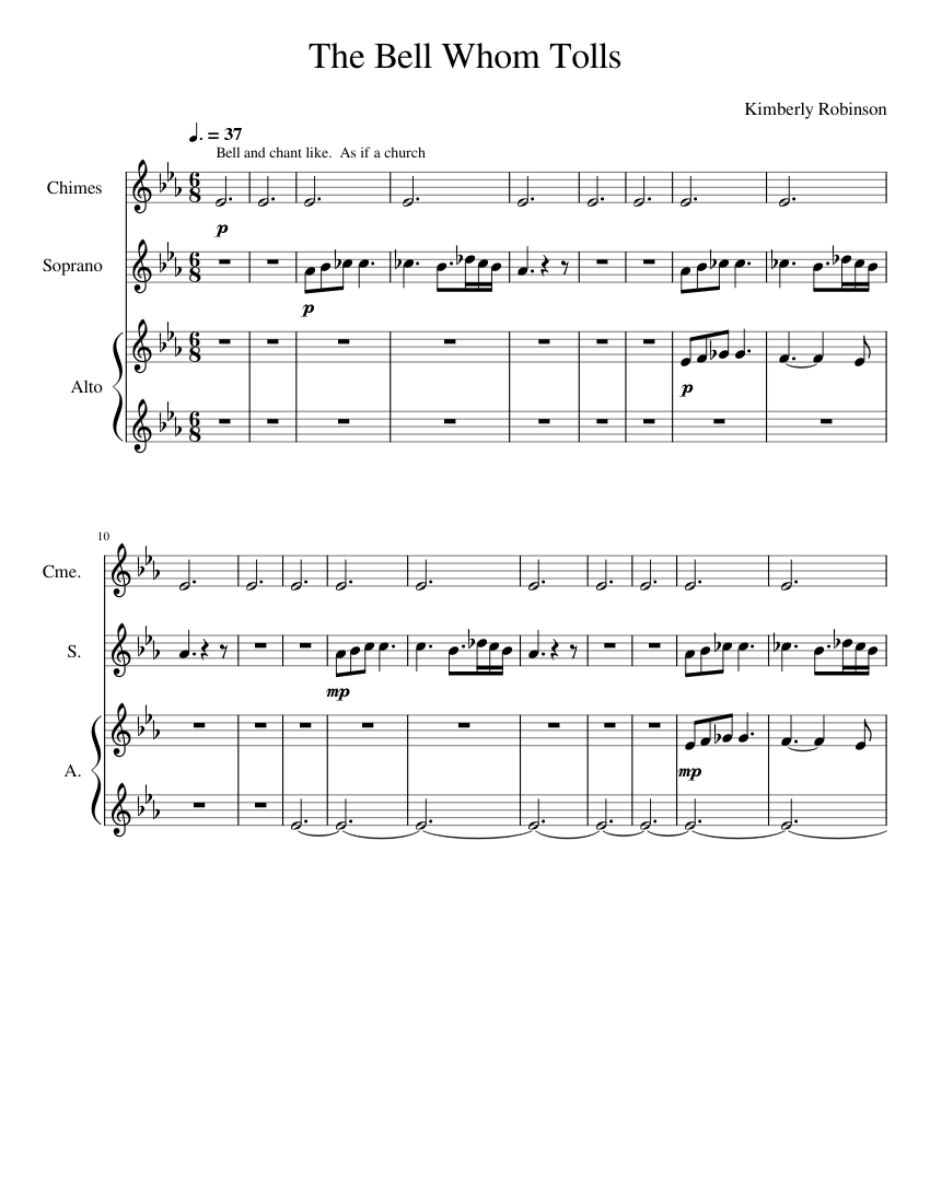 The_Bell_Whom_Tolls Sheet music for Soprano, Alto, Tubular bells (Women ...