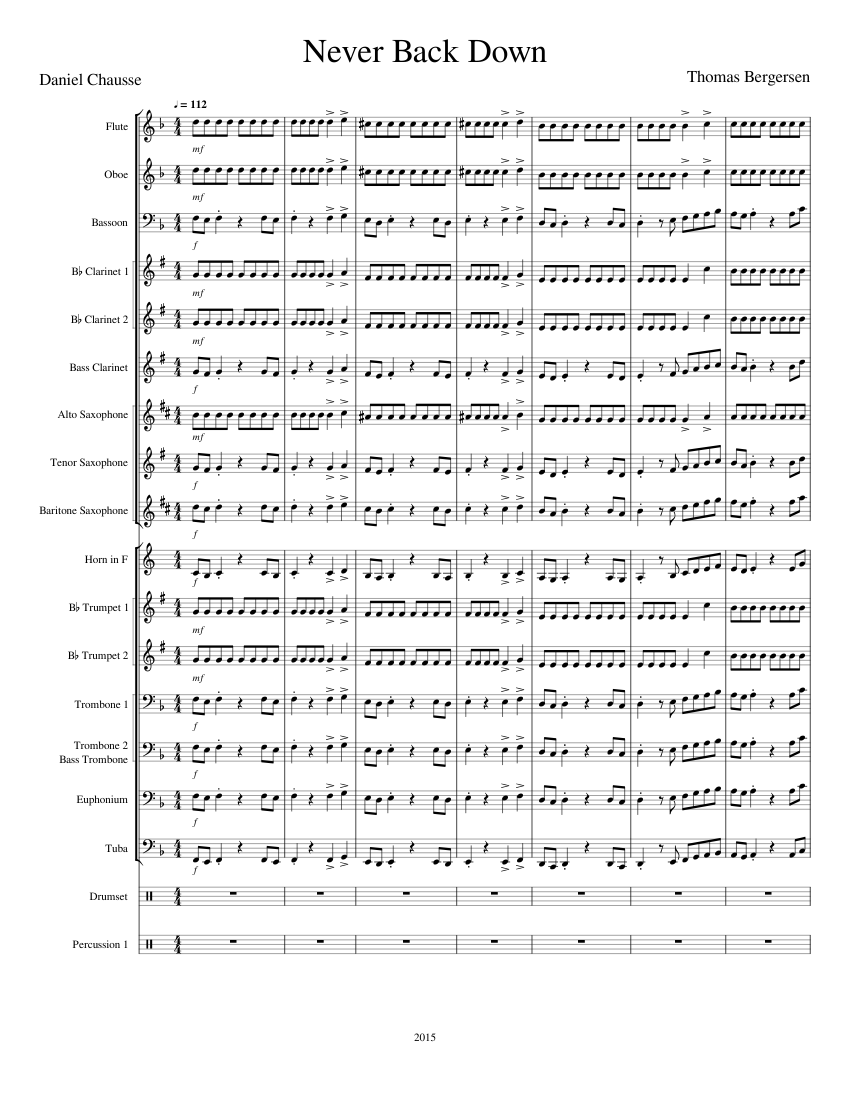 Never Back Down Sheet music for Trombone, Euphonium, Tuba, Flute & more instruments (Concert ...