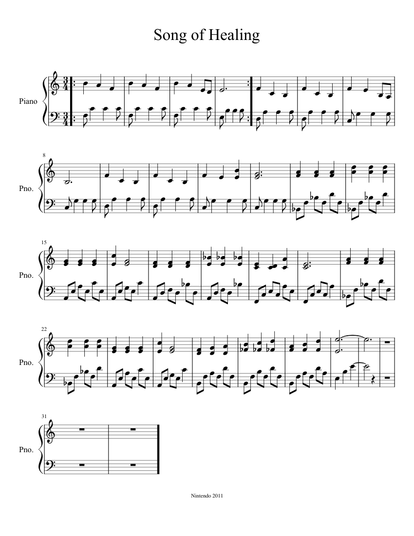 Song of Healing Sheet Music for Piano (Solo) easy | MuseScore.com