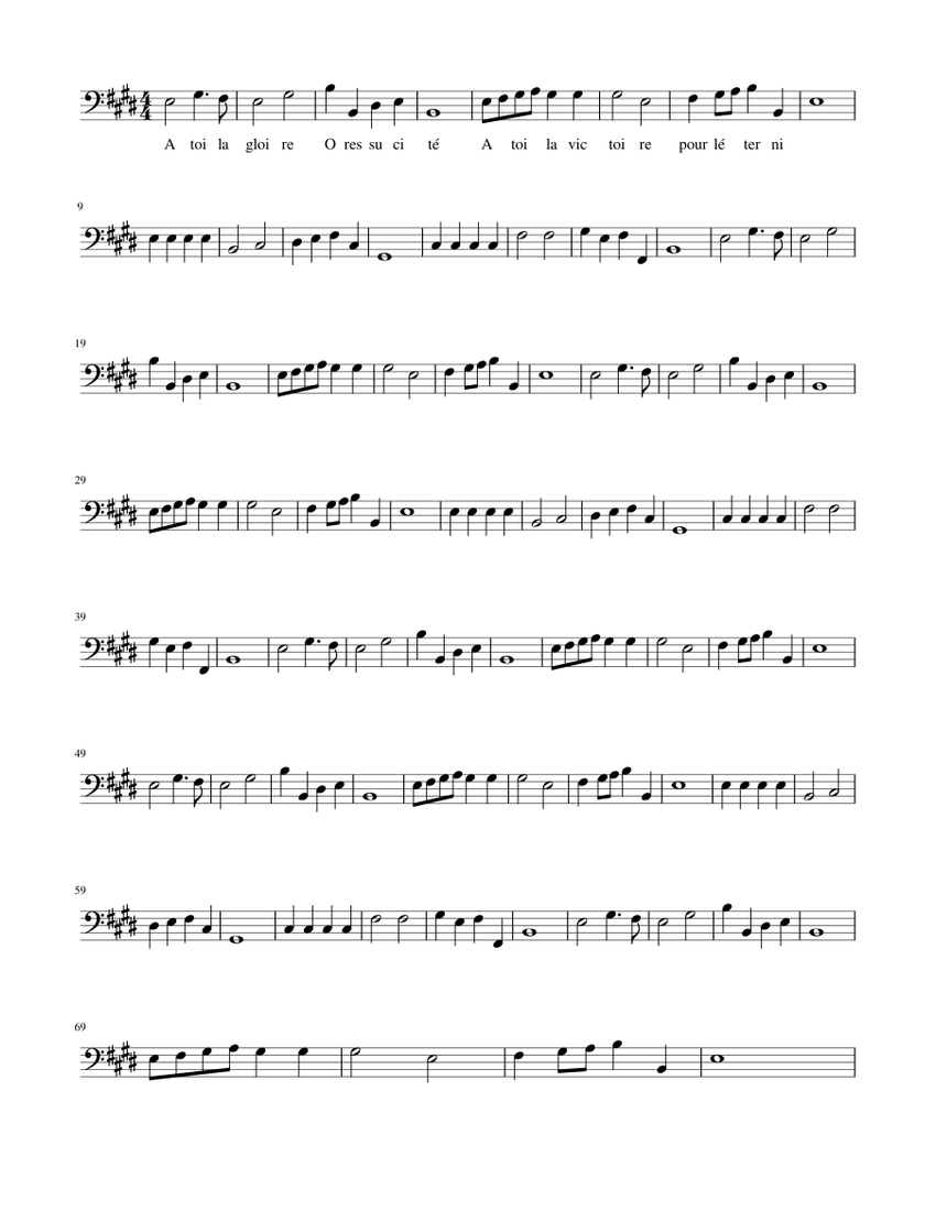 A toi la gloire Sheet music for Strings Group (Solo) | Musescore.com