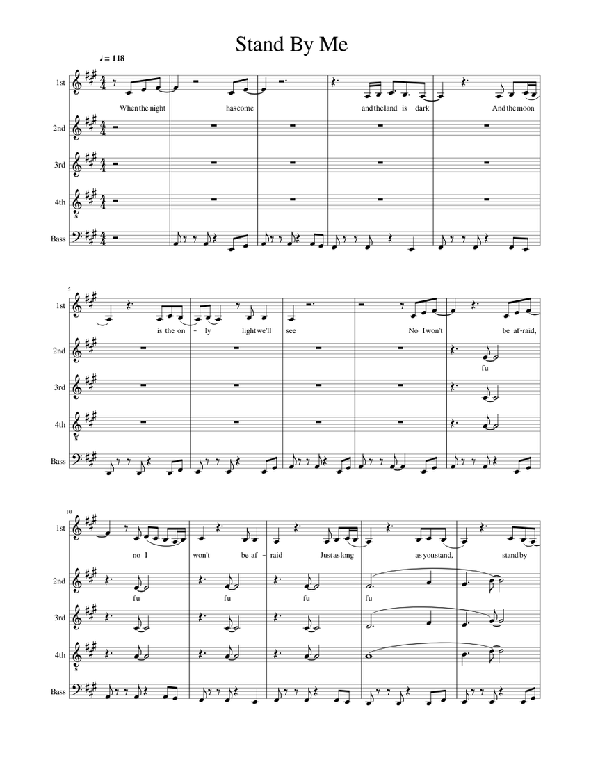 Stand_By_Me Sheet music for Piano, Bass guitar (Mixed Quintet ...