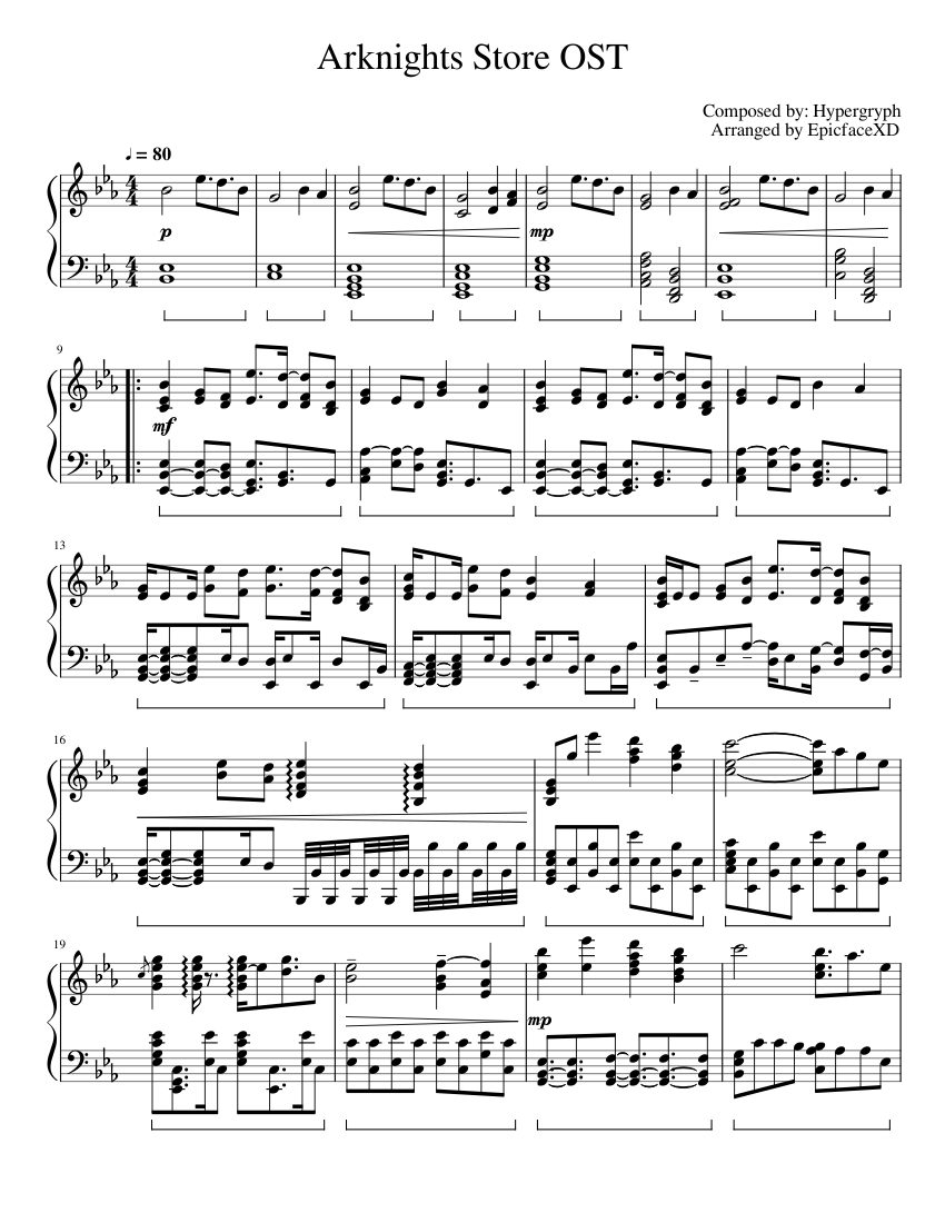 Arknights Store OST Sheet music for Piano (Solo) | Musescore.com