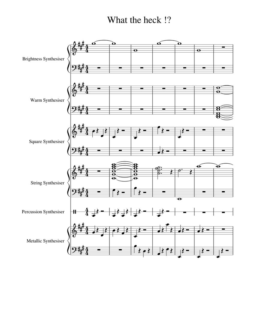 What the heck !? Sheet music for Tom tom, Strings group, Synthesizer ...