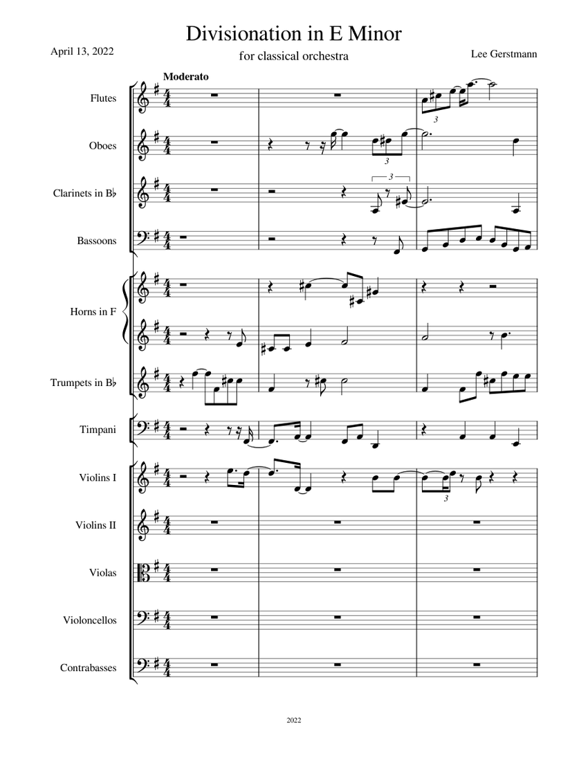 Divisionation in E Minor Sheet music for Flute, Oboe, Clarinet in b ...