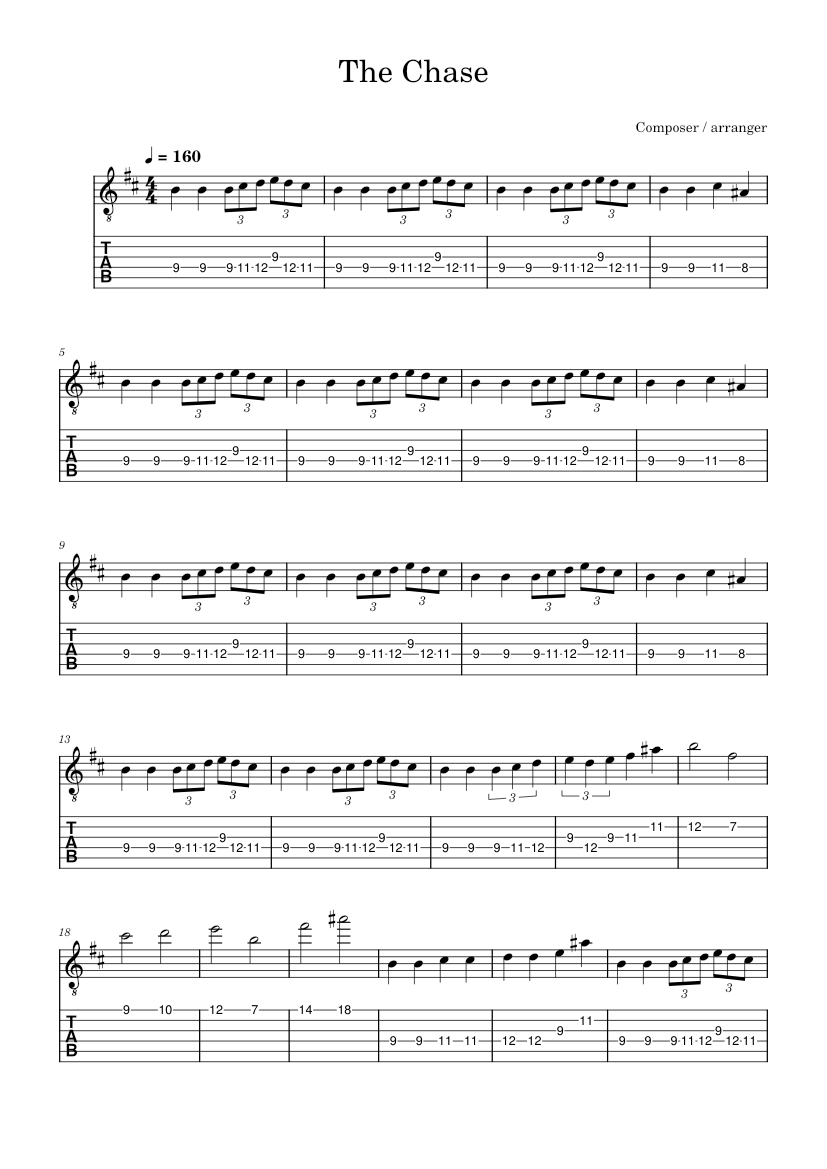 The Chase Theme Paul Farrer The Chase Metal Lead Guitar Sheet Music The Chase Theme Paul Farrer The Chase Metal Lead Guitar Sheet Music