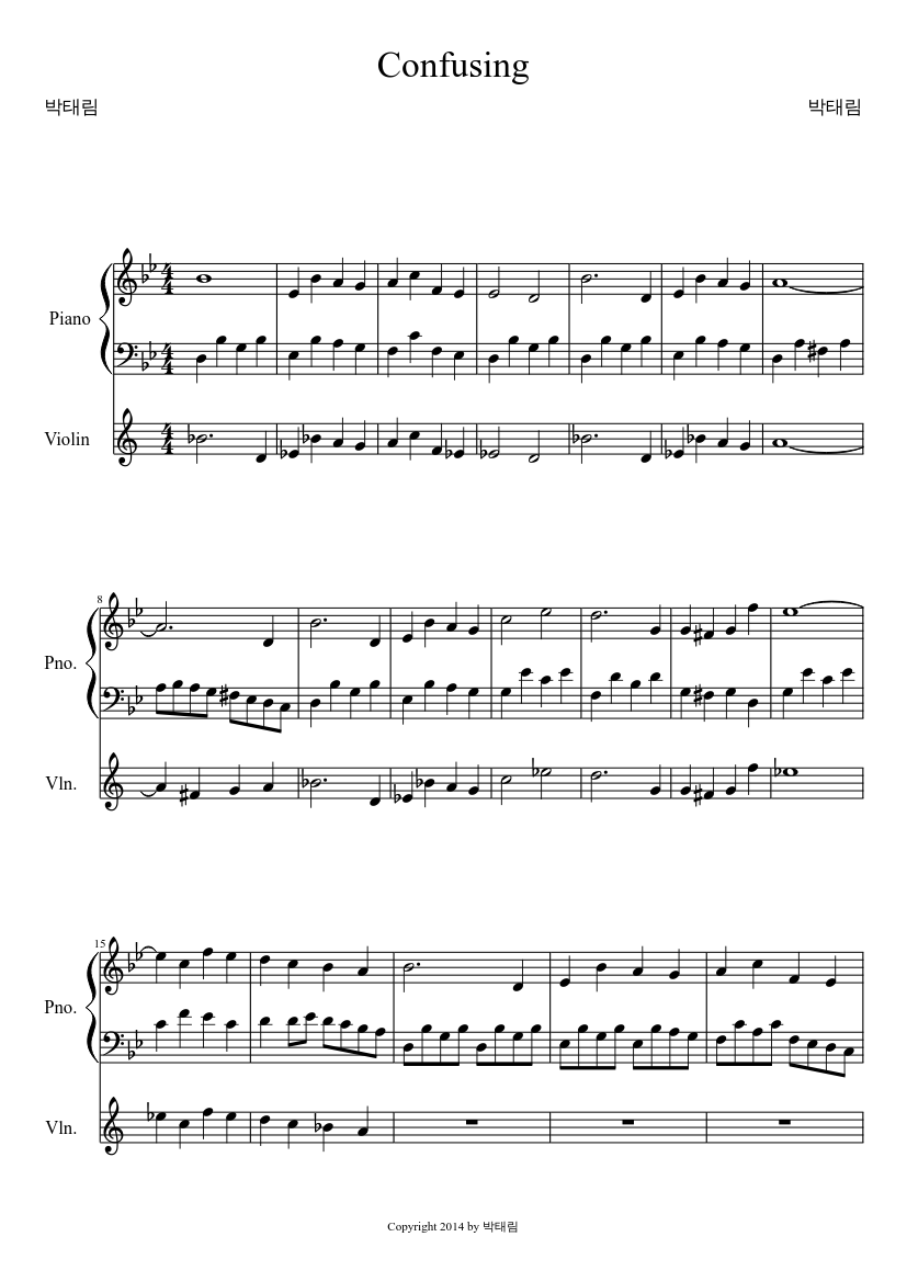 Confusing Sheet music for Piano, Violin (Solo) | Musescore.com