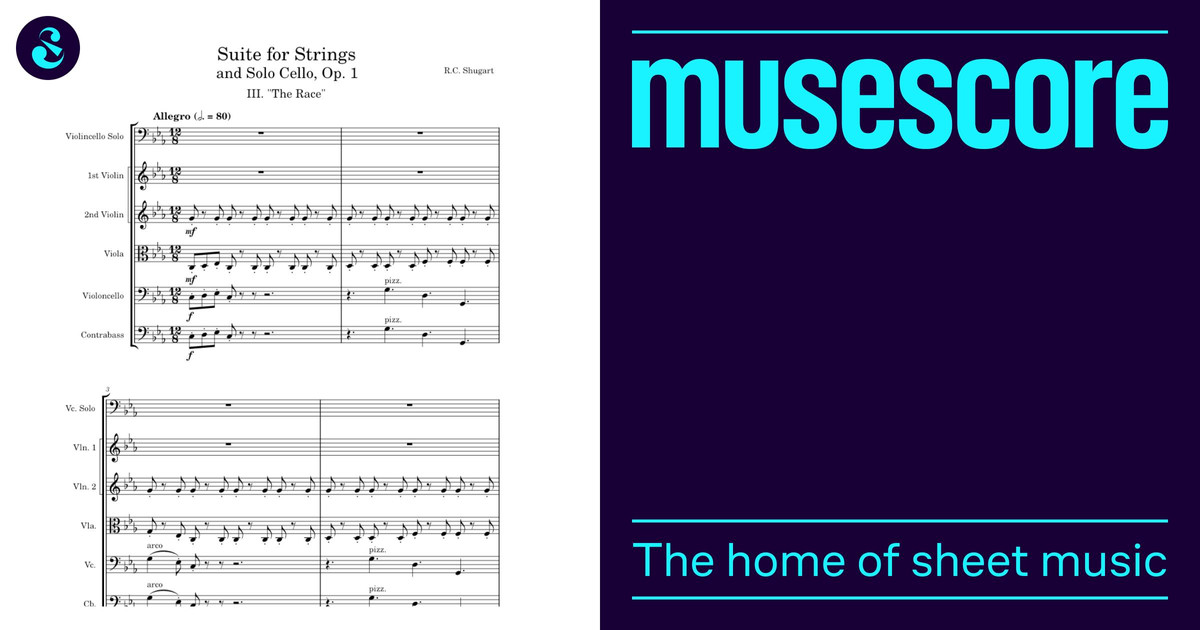 Serenade for Strings and Solo Cello Op. 1, III. "The Race" Sheet music for Cello, Strings group ...