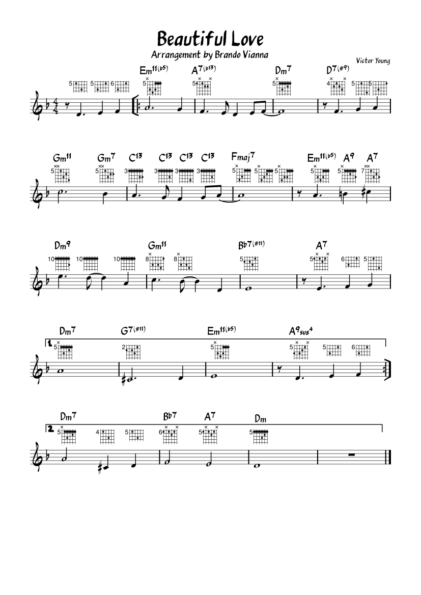 Beautiful Love – Victor Young Beautiful Love Sheet Music with Chords ...