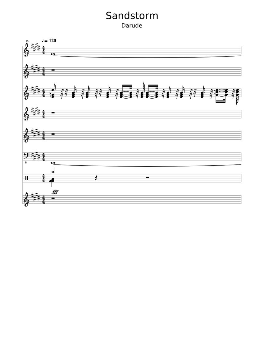 Sandstorm- Darude Sheet music for Piano, Strings group, Synthesizer ...
